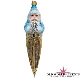 Timeless Tales German Glass Blue Santa Icicle Ornament